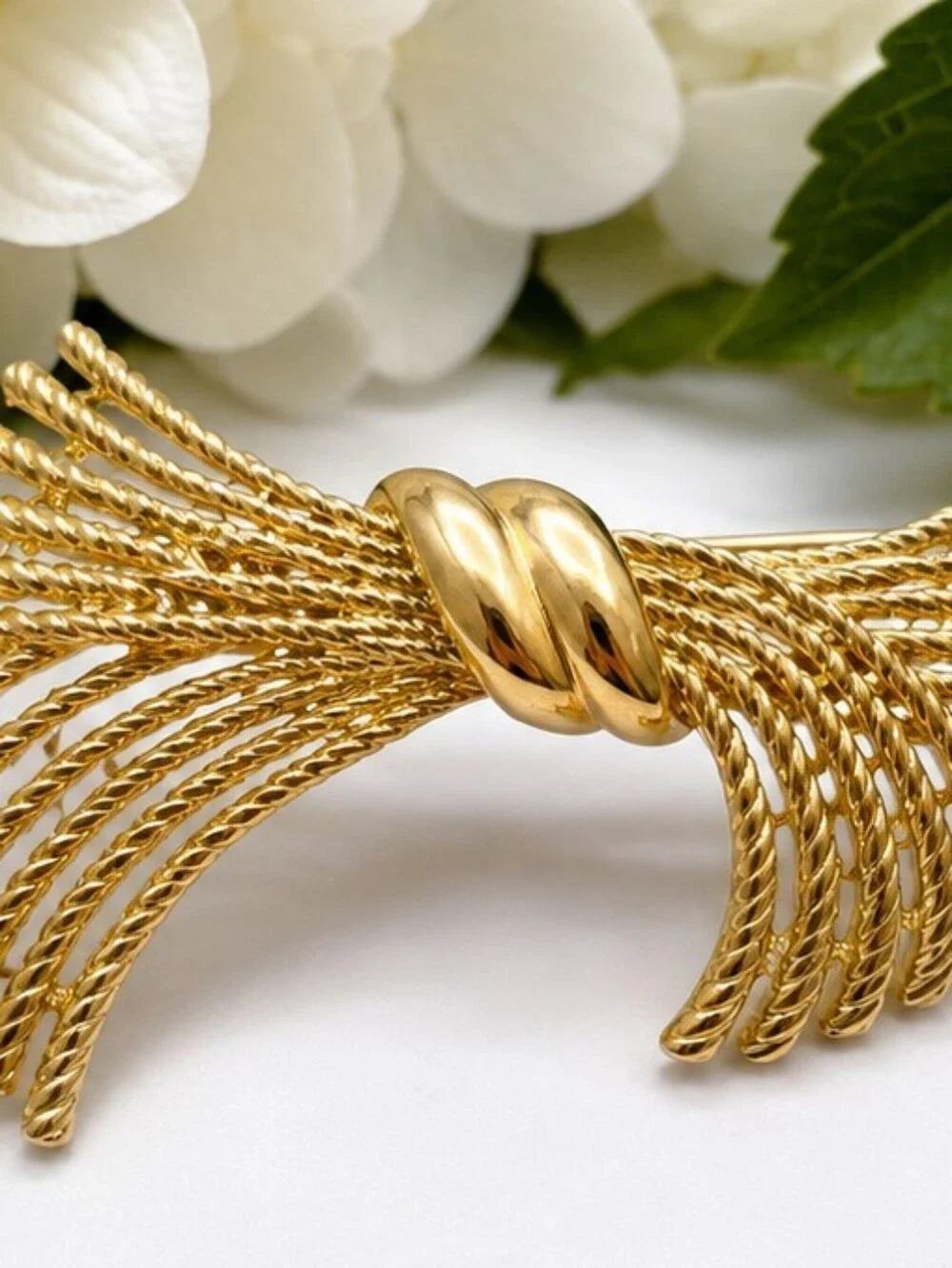 Jewelry | Vintage Gold Tone Ribbon Bow Brooch Pin Mid Century Rope ...